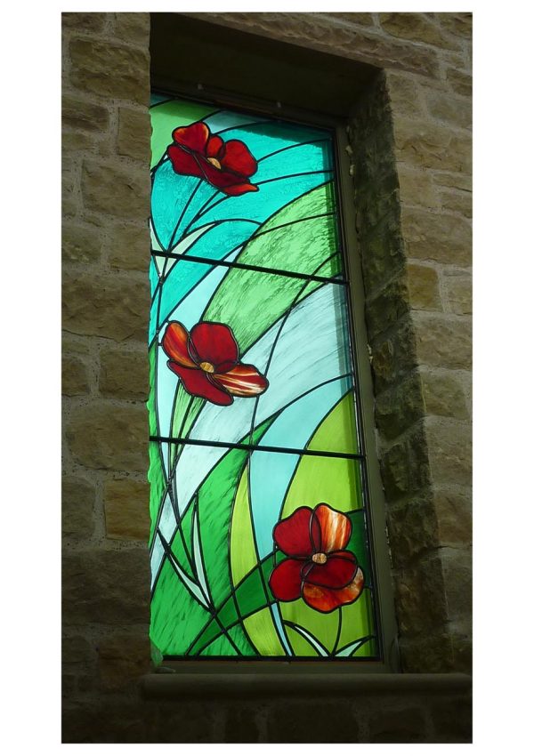 Poppy window commission - Emma Lindsay Glass Studio